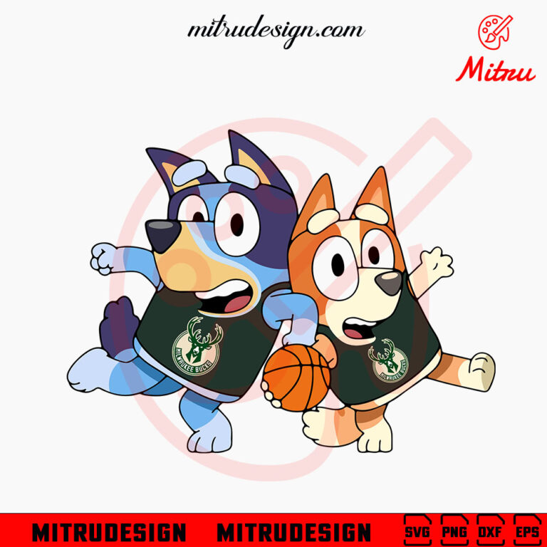 Bluey Milwaukee Bucks SVG, Bluey Bingo Bucks NBA Basketball SVG, PNG ...