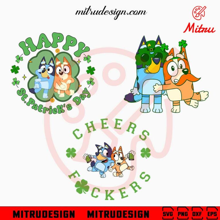 Bluey St Patrick's Day Bundle SVG, Bluey And Bingo Irish Day SVG, PNG ...