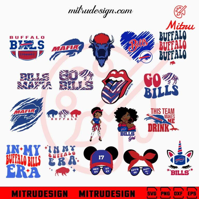 Buffalo Bills Bundle SVG, Bills Mafia SVG, Bills Football Team SVG, PNG, DXF, EPS, Cricut ...