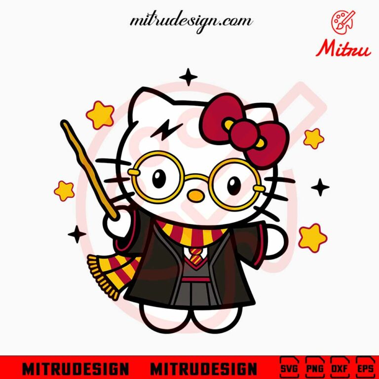 Hello Kitty Harry Potter SVG, Cute Kitty Cat Hogwarts SVG, PNG, DXF ...