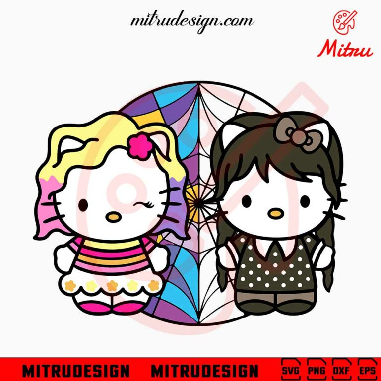 Hello Kitty Wednesday And Enid SVG, Cute Wednesday Addams SVG, PNG, DXF ...