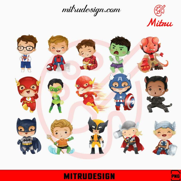 Boy Superheroes Clipart Bundle PNG, Baby Superhero PNG, Digital ...