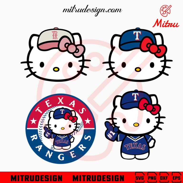 Hello Kitty Texas Rangers Bundle SVG, Kawaii Cat Rangers SVG, Cute ...