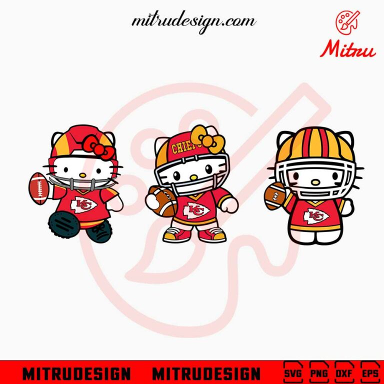 Hello Kitty Chiefs Bundle SVG, Cute Kitty KC Chiefs Football SVG, PNG ...