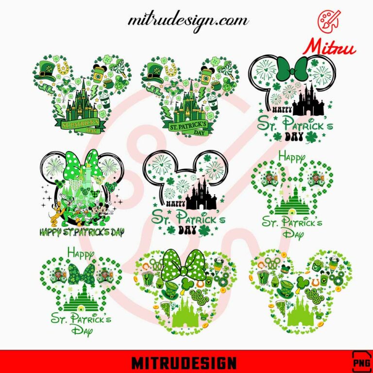 Mouse Ears Shamrock Bundle PNG, Happy St Patrick's Day Disney PNG ...