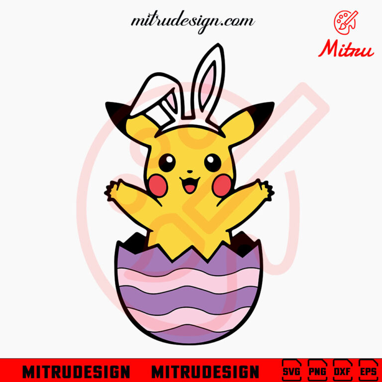 Pikachu In Easter Egg SVG, Pikachu Bunny SVG, Cute Pokemon Easter SVG ...