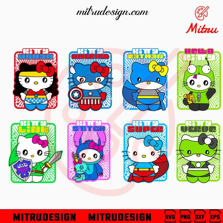 Hello Kitty Custom Bundle SVG, Funny Kitty White Cat Cartoon SVG, PNG ...