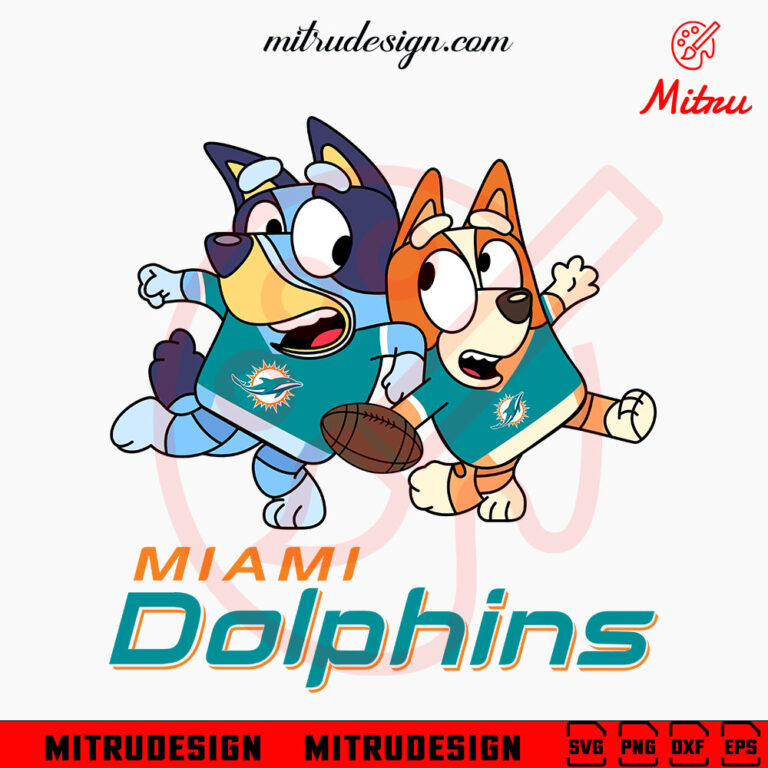 Bluey Miami Dolphins SVG, Bluey Bingo Dolphins Football SVG, PNG, DXF ...