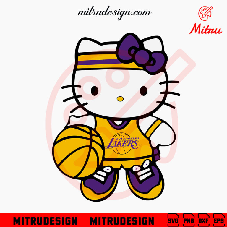Hello Kitty Los Angeles Lakers SVG, Cute Kitty White Lakers SVG, PNG ...