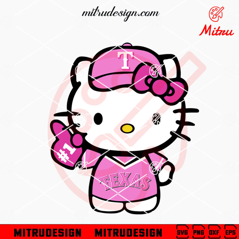 Pink Hello Kitty Texas Rangers SVG, Cute Texas Baseball Team SVG, PNG ...