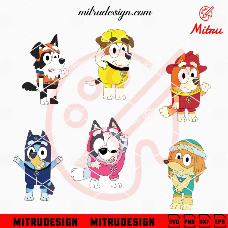 Bluey Paw Patrol Characters Bundle SVG, Bluey, Bingo, Rubble, Skye SVG ...