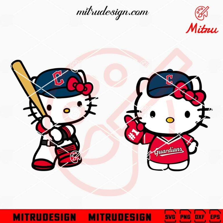 Hello Kitty Cleveland Guardians SVG, PNG, DXF, EPS, For Cricut ...