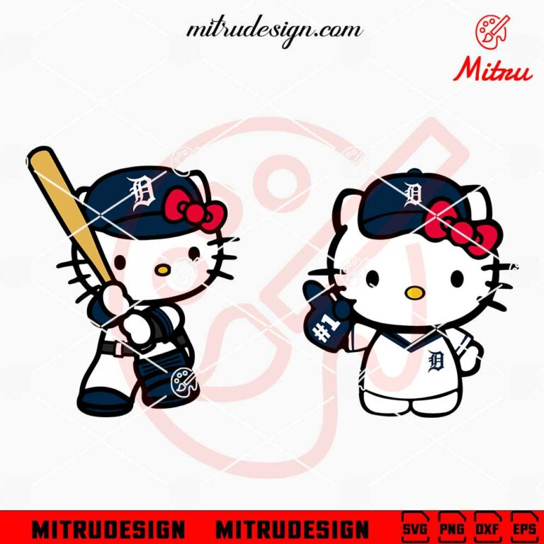 Hello Kitty Detroit Tigers SVG, PNG, DXF, EPS, Clip Art - mitrudesign.com