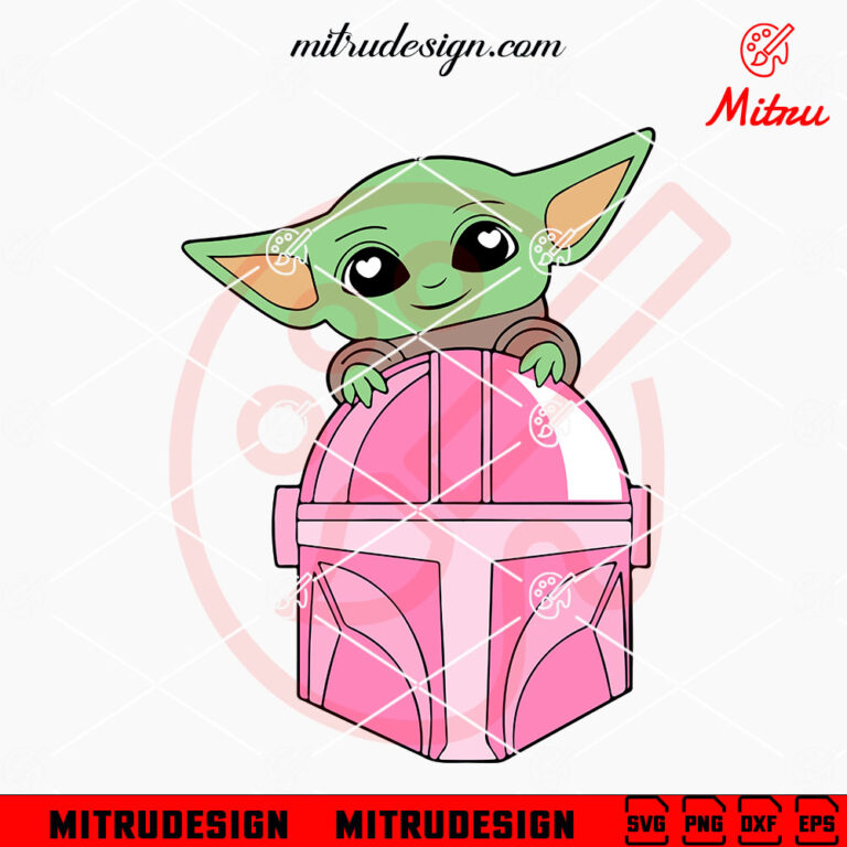 Baby Yoda And Boba Fett Pink Helmet SVG, Funny Star Wars SVG, PNG, DXF ...