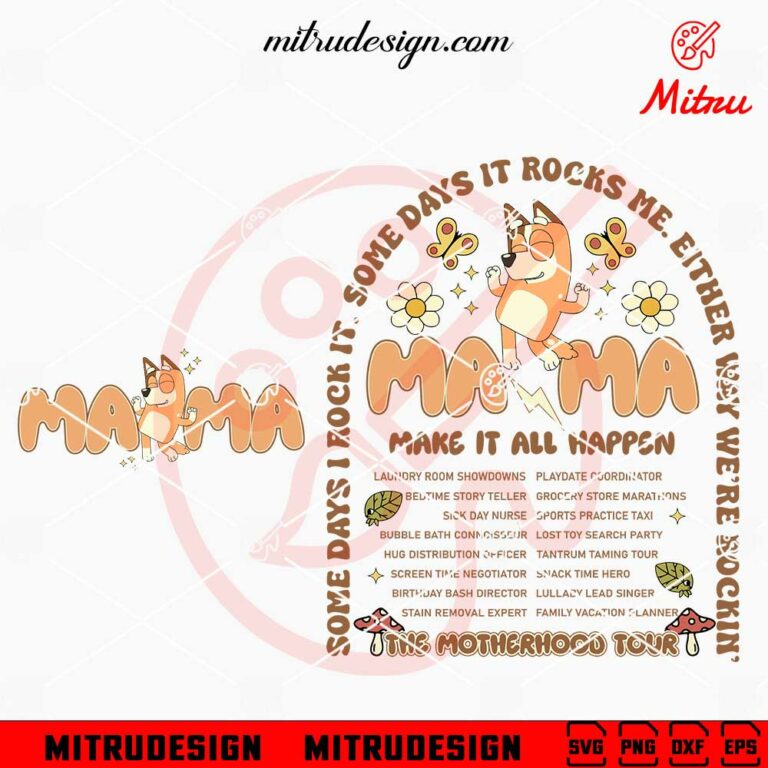 Bluey Mama Rock Tour SVG, Funny Bluey Mom SVG, Chilli Mama SVG, PNG ...