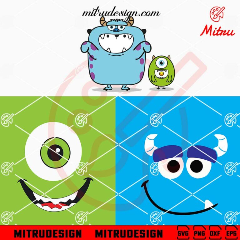Mike And Sully Face SVG, Cute Monsters Inc SVG, Disney Monsters SVG ...