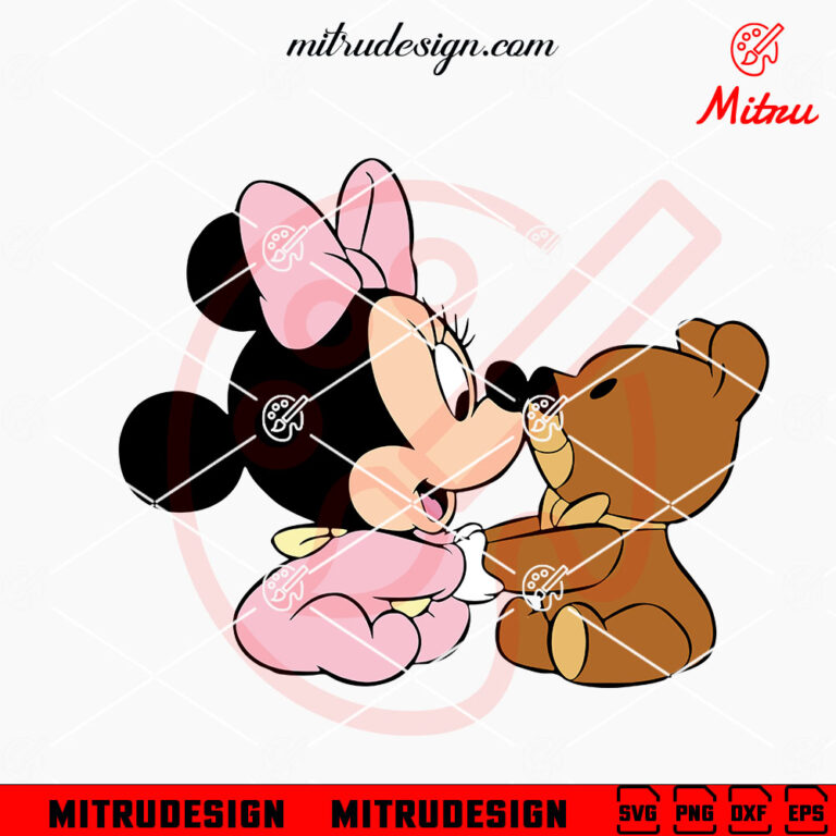 Baby Minnie Mouse And Bear SVG, Cute Girl SVG, Disney Kids SVG, PNG ...