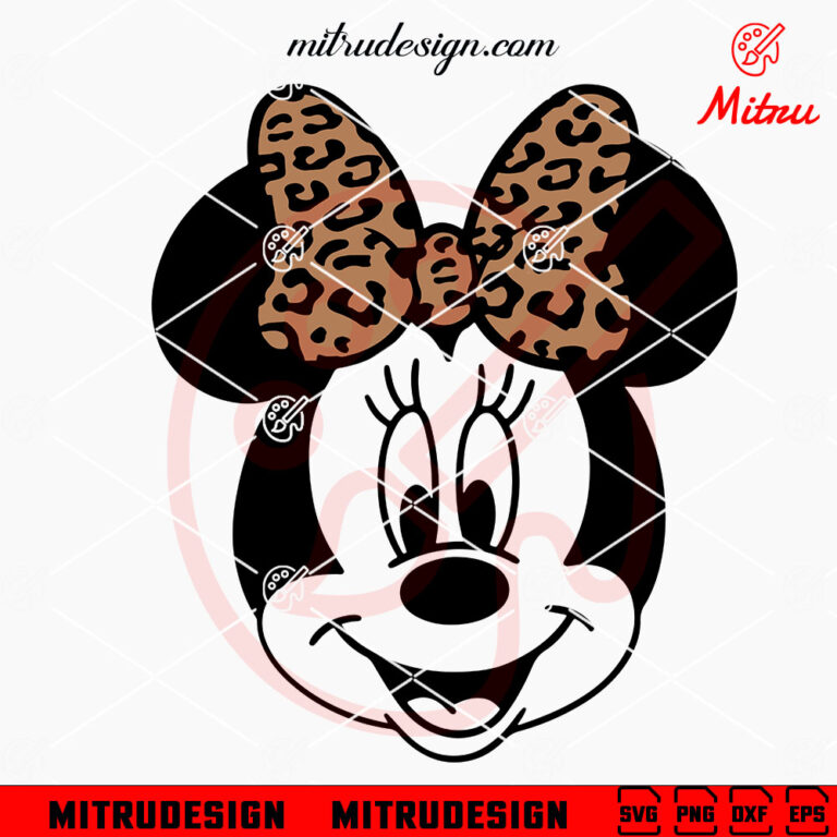 Minnie Mouse Leopard Bow SVG, PNG, DXF, EPS, Cricut - mitrudesign.com