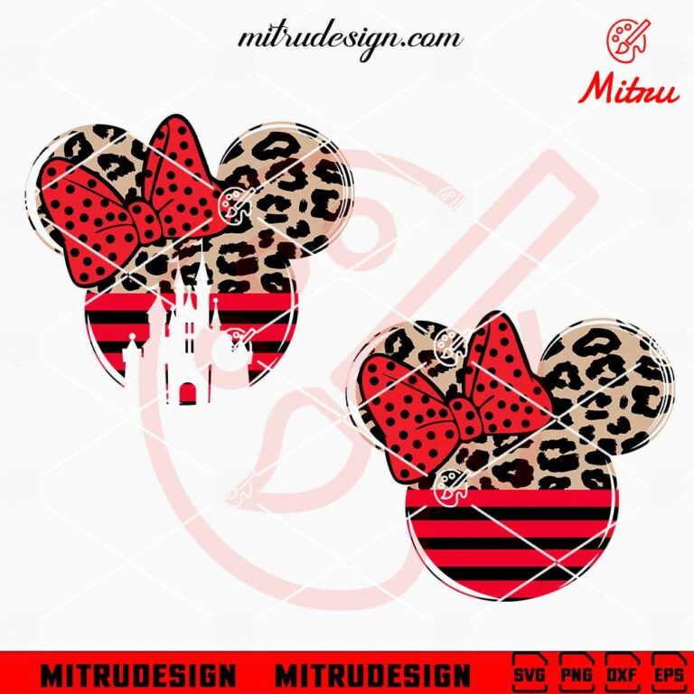Minnie Mouse Head Leopard Bundle SVG, Family Vacation SVG, Disney Girl ...