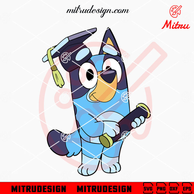 Bluey Graduation SVG, Cartoon Blue Dog Graduate SVG, PNG, DXF, EPS ...