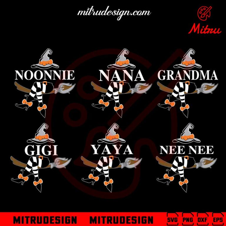 Grandma Witch Bundle SVG, Spooky Nana SVG, Halloween Kids SVG, Cutting ...