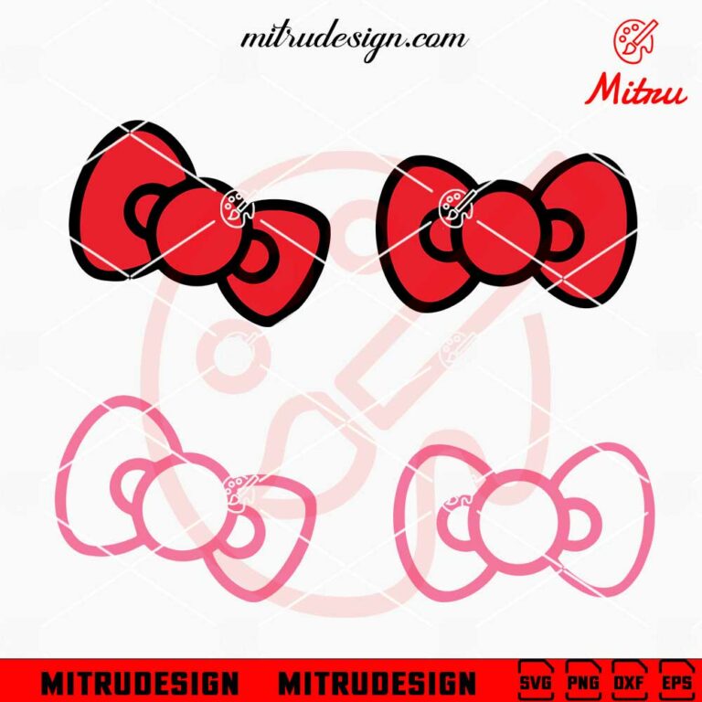 Hello Kitty Bow SVG, Kawaii Kitty White Bow SVG, PNG, DXF, EPS, Cutting ...