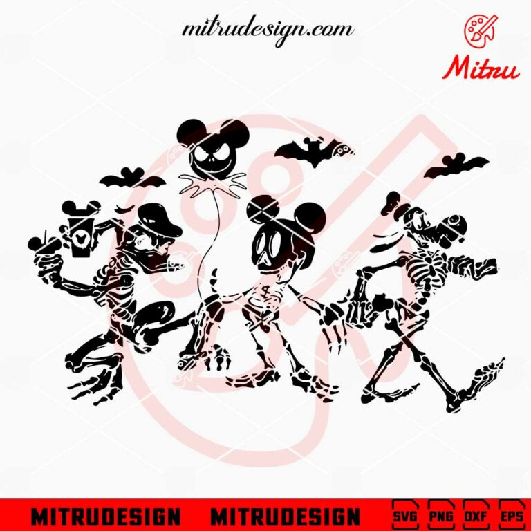 Mickey Donald Goofy Skeleton SVG, Mickey Friends Halloween SVG, PNG ...