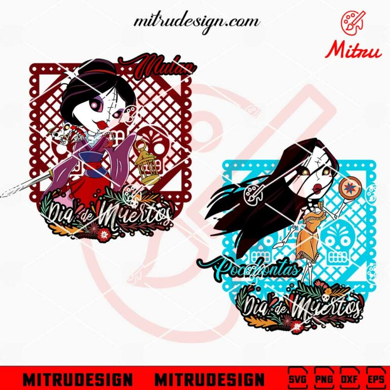 Mulan Pocahontas Dia De Los Muertos SVG, Princess Day Of The Dead SVG ...