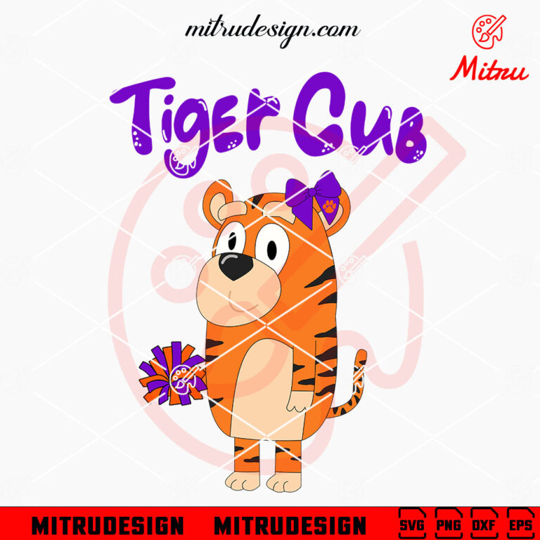 Bluey Clemson Tiger Cub Mascot Cheerleader SVG, Cute Clemson Tigers SVG ...