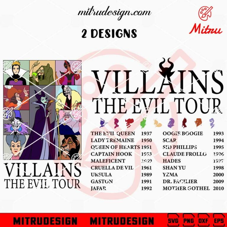 Villains The Evil Tour SVG, Disney Villains Eras Tour SVG, PNG, DXF ...