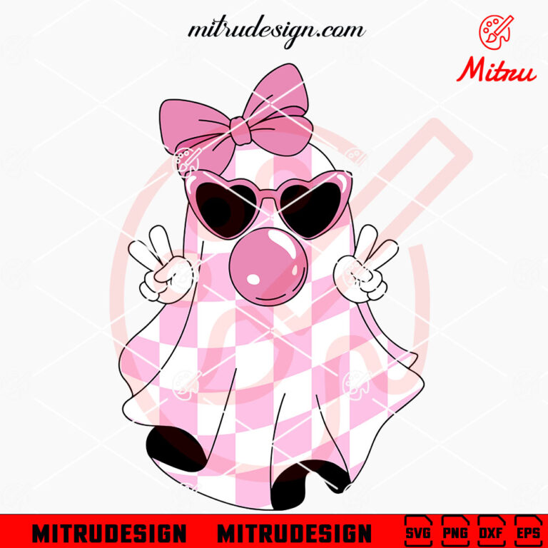 Ghost Blowing Bubble SVG, Girl Ghost With Bow SVG, Cute Halloween SVG ...