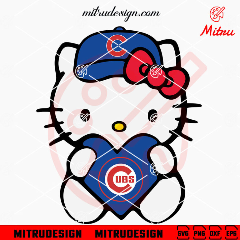 Hello Kitty Chicago Cubs Heart SVG, PNG, DXF, EPS, Digital Files Cricut ...