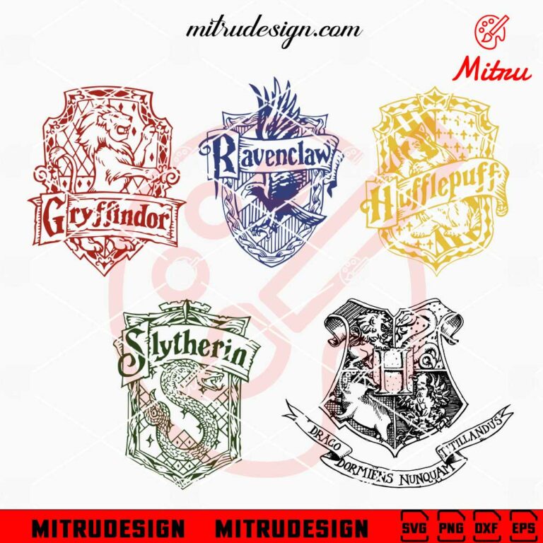 Hogwarts Logo Bundle SVG, Gryffindor, Hufflepuff, Ravenclaw, Slytherin ...