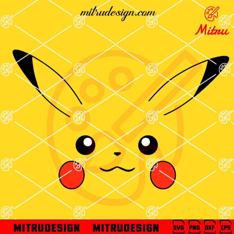 Pikachu Pokemon Face SVG, PNG, DXF, EPS, Cricut - mitrudesign.com
