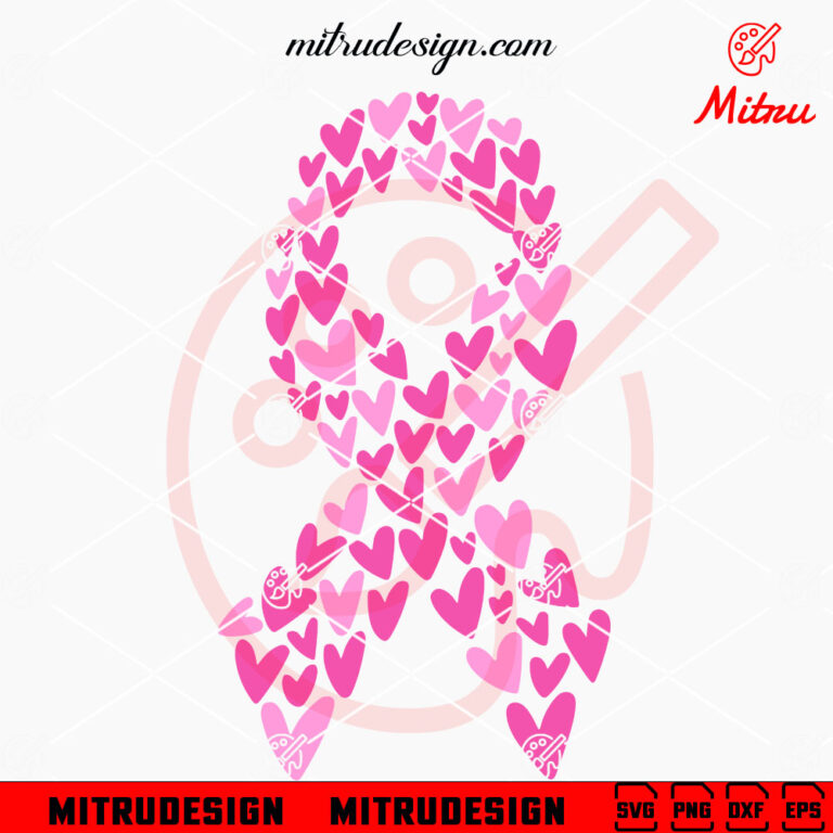 Pink Ribbon Heart SVG, Cute Breast Cancer SVG, PNG, DXF, EPS, Cricut ...