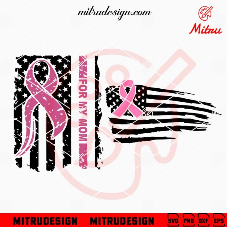 Breast Cancer American Flag SVG, Pink Cancer Ribbon SVG, PNG, DXF, EPS ...