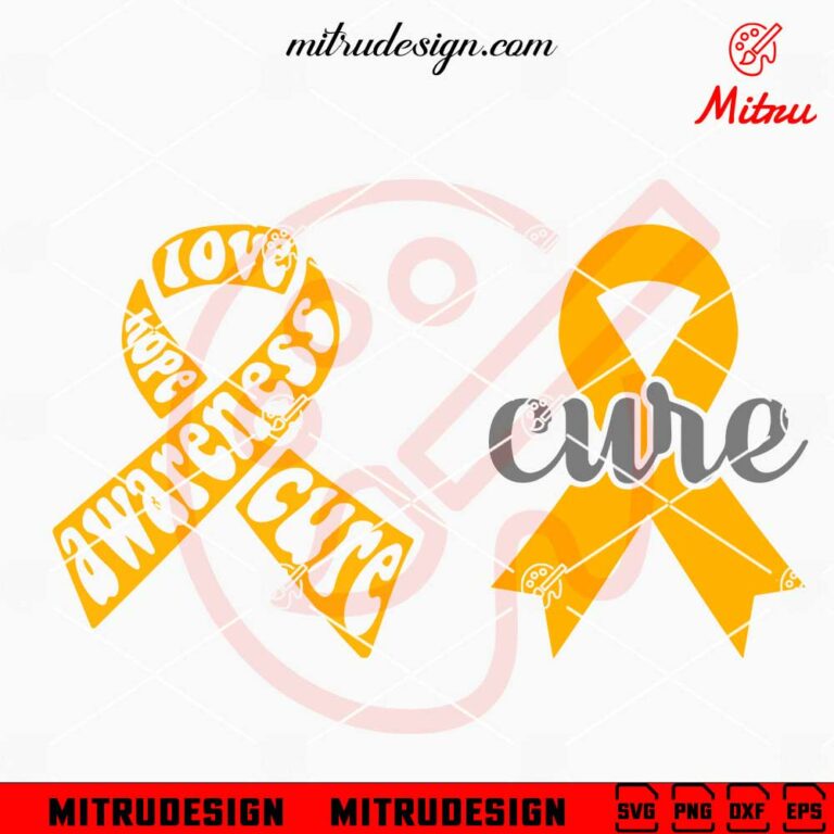 Cure Childhood Cancer SVG, Gold Ribbon SVG, PNG, DXF, EPS, Cricut ...