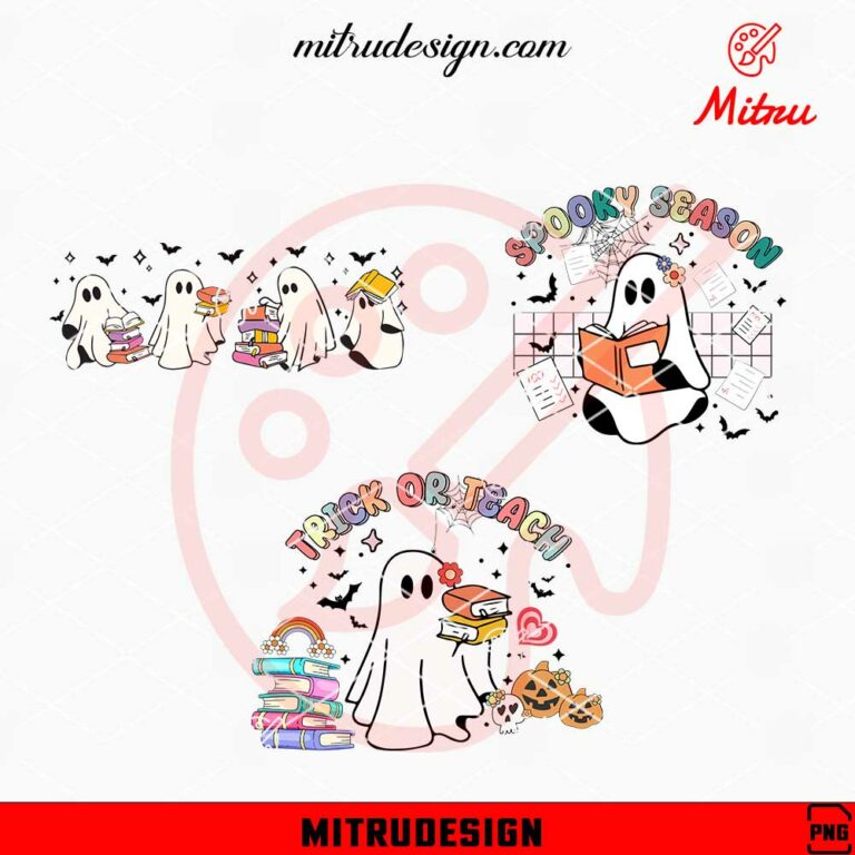 Cute Ghost Book PNG, Teacher Halloween PNG, Trick Or Teach PNG ...