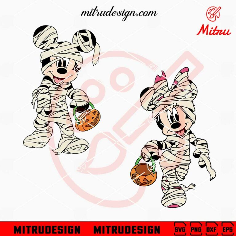 Mickey Minnie Mummy SVG, Disney Mickey Halloween SVG, PNG, DXF, EPS, Vector - mitrudesign.com