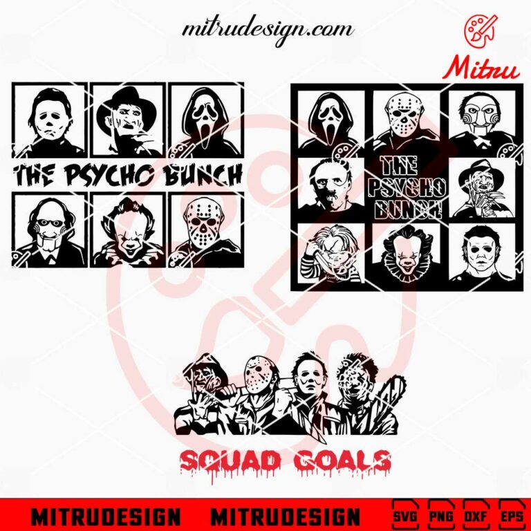 The Psycho Bunch Halloween SVG, Squad Goals Horror SVG, PNG, DXF, EPS ...