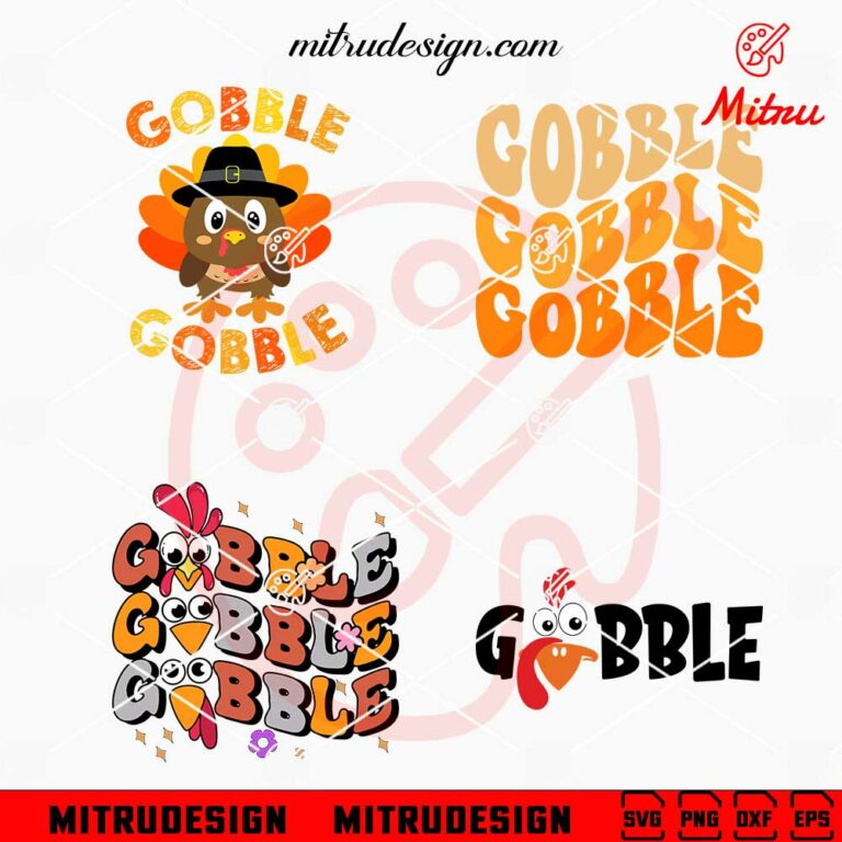 Gobble Bundle SVG, Thanksgiving SVG, Turkey Face SVG, PNG, DXF, EPS ...