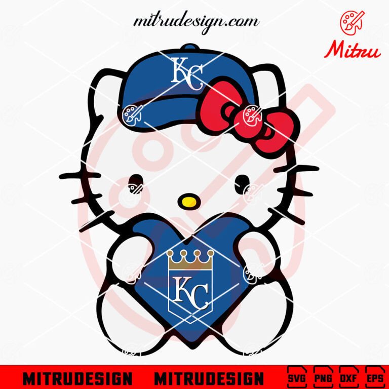Hello Kitty Kansas City Royals Heart SVG, PNG, DXF, EPS, Cut Files ...