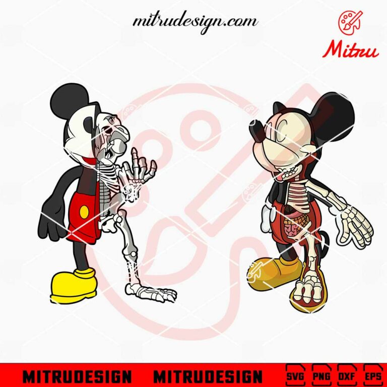 Mickey Mouse Half Skeleton SVG, Mickey Horror Halloween SVG, PNG, DXF ...