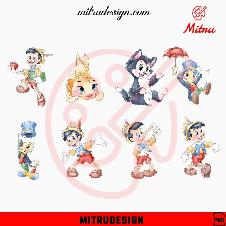 Pinocchio Bundle Clipart, Jiminy Cricket, Geppetto, Figaro Cat PNG ...