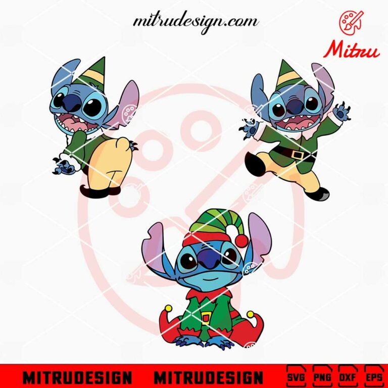 Stitch Elf Bundle SVG, Funny Stitch Xmas SVG, PNG, DXF, EPS, Designs ...