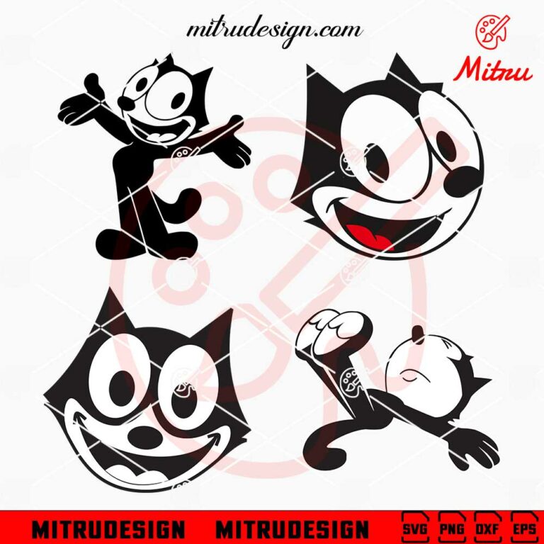 Felix The Cat Bundle SVG, Black Cat Cartoon SVG, PNG, DXF, EPS, Vector ...